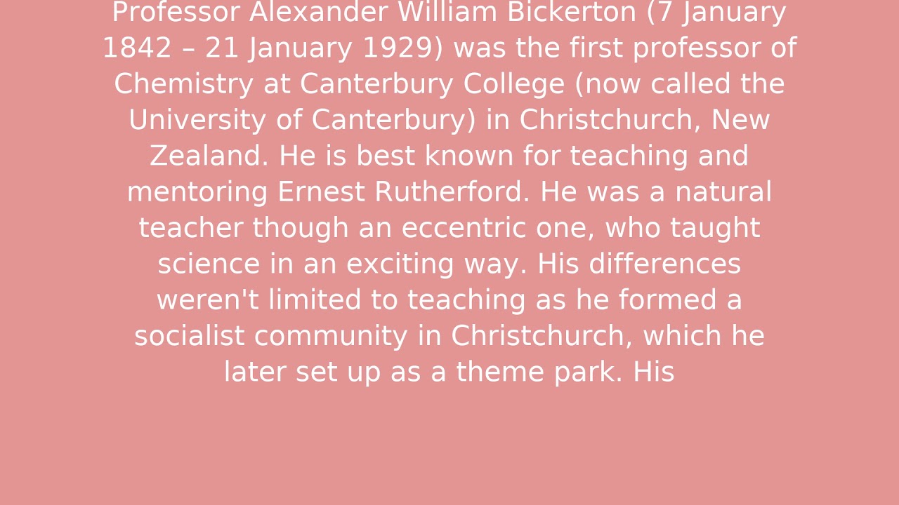 Alexander William Bickerton - YouTube