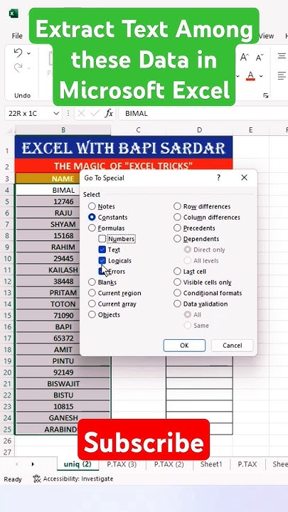 Extract Text Among these Data in Microsoft Excel | #shorts #excelwithbapisardar #ytshorts # ...