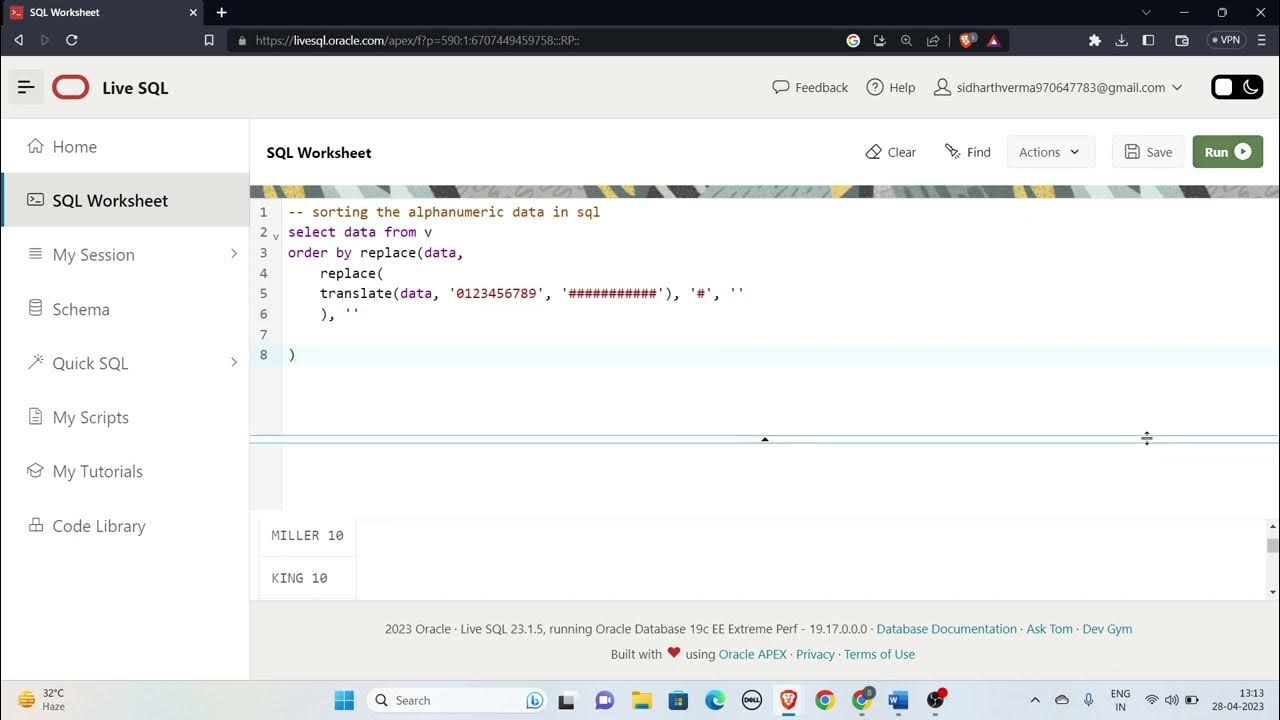 Sort Alphanumeric Data In Oracle Sql Youtube