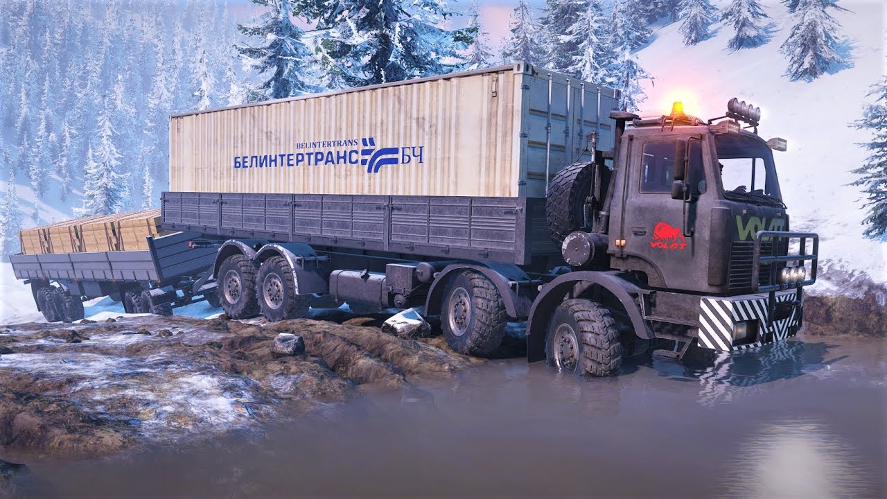 SnowRunner - Volat MZKT 65271 8x8 - Driving Uphill Offroad Transport ...