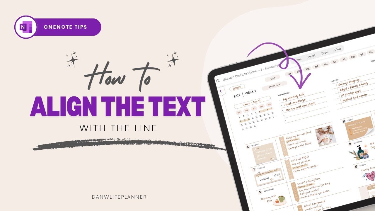 How to Align the Text with the Line on OneNote Planner - YouTube