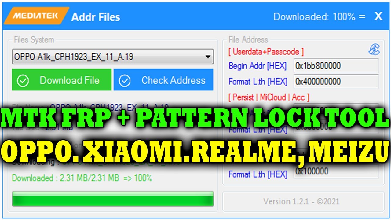 MTK Addr Files V1.2.1 Setup | MTK FRP + PATTERN UNLOCK TOOL | FLASH ...