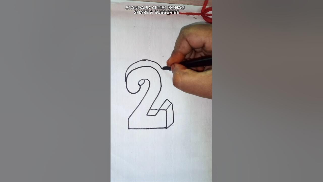 How to Draw the Number '2' in 3D #short #youtubeshorts #shortvideo # ...