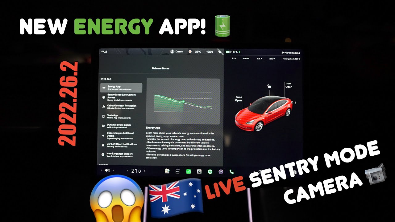 2022.36.2 New Energy App & Remote Sentry Cameras Finally Lands Down ...