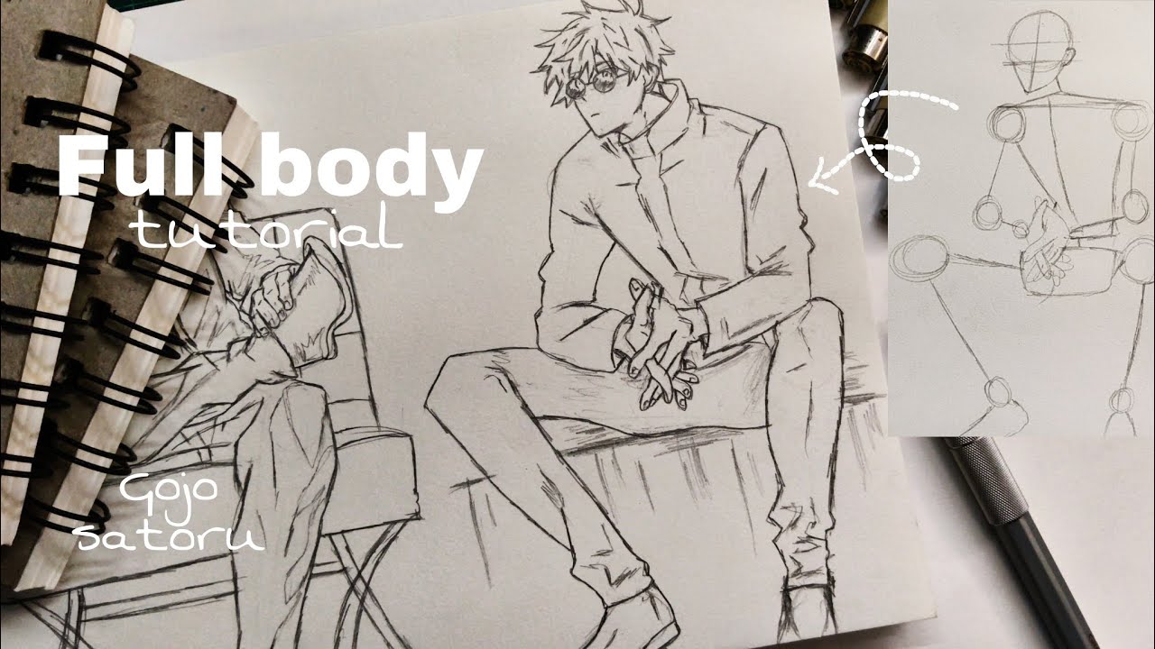 Full body tutorial | How to draw anime characters Gojo satoru full body ...
