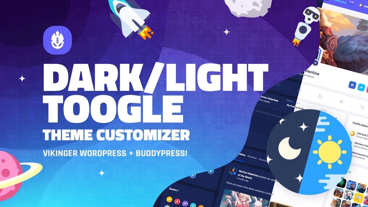 Dark & Light Toggle - Theme Customizer - Vikinger - WordPress & BuddyPress Social Community ...