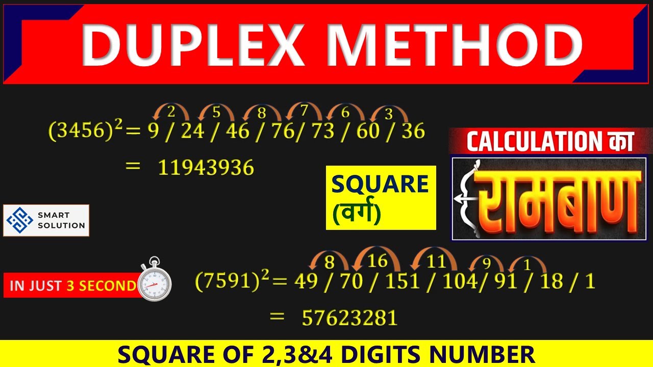 Square of 2, 3 & 4 Digits Number Tricks | duplex method vedic maths | Total Concepts | #tricks # ...