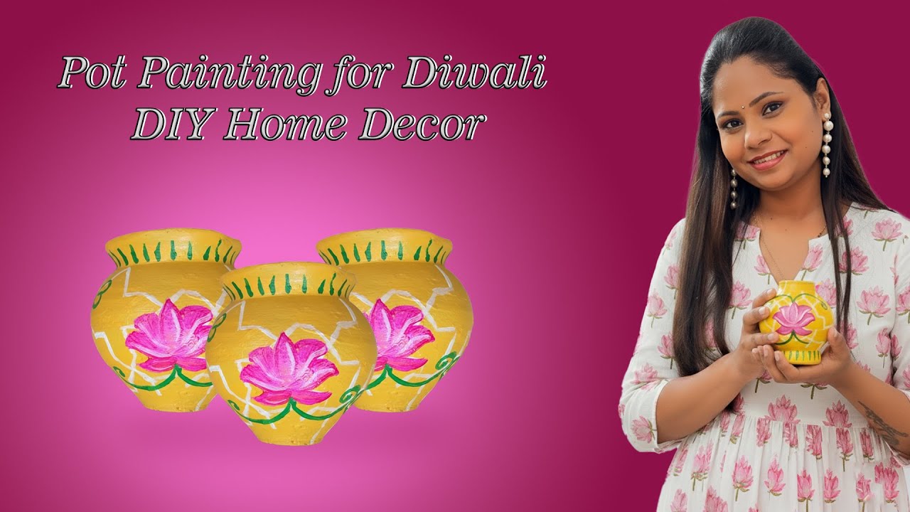 Beautiful Pot Painting for Diwali | DIY Home Decor | Lotus Design Art ...
