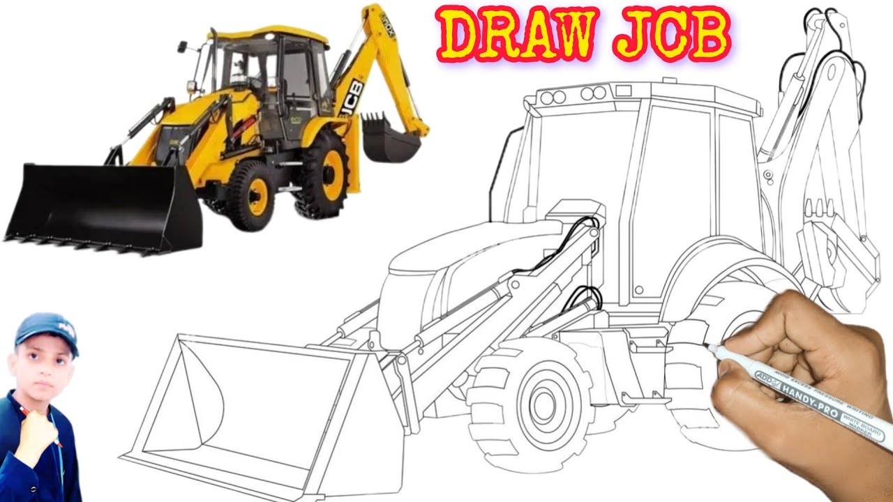 🚜 JCB Outline Sketch | Heavy Machinery Drawing | Avinav's Art Zone 🚜# ...