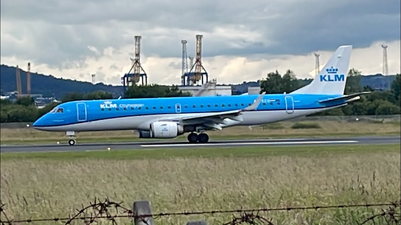 KLM backtrack and runway vacate at BHD - YouTube