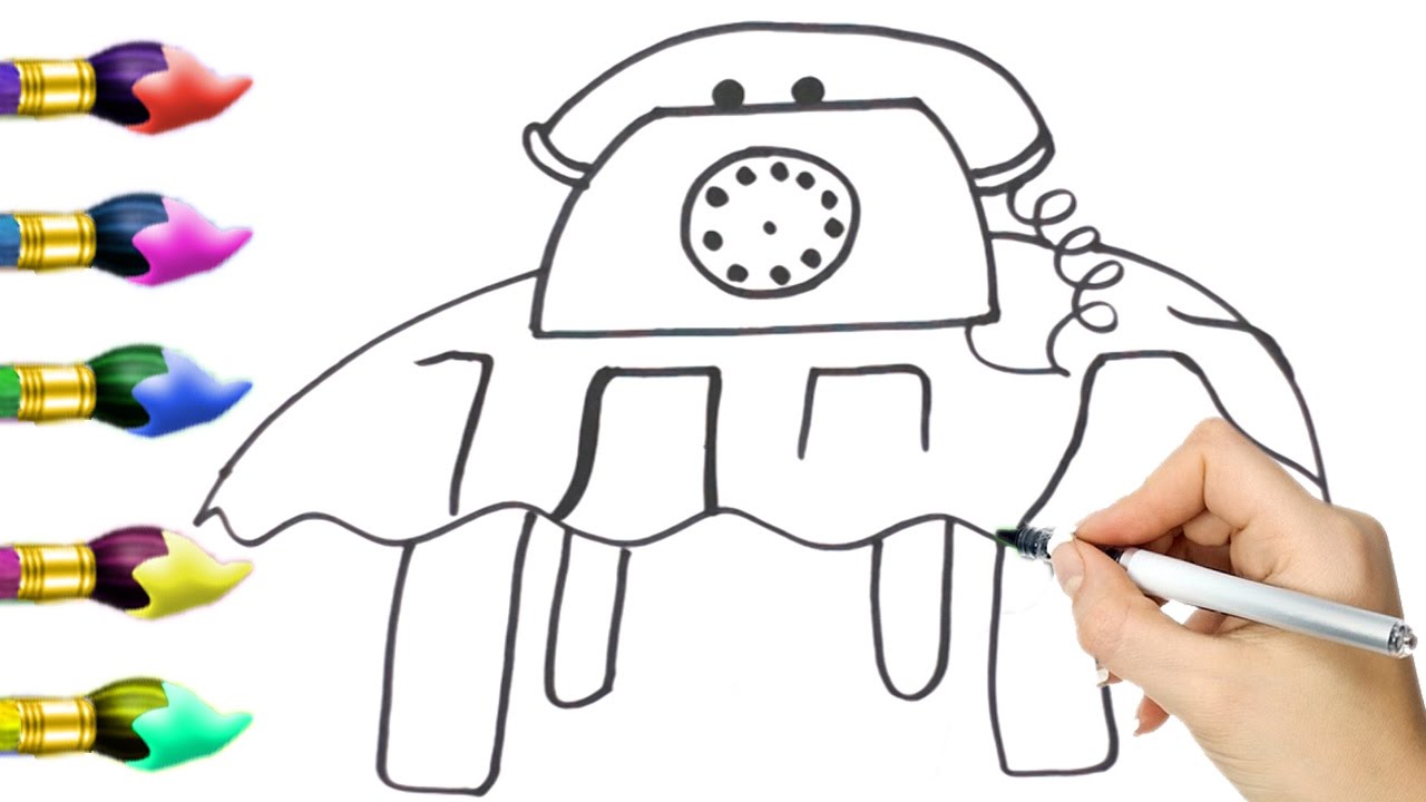 Colours for Kids | How to Draw Telephone & Coloring Pages w/ Learning ...