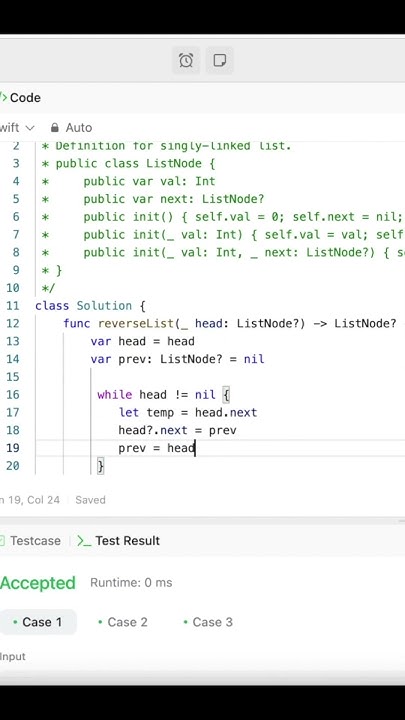 Day 46 Leetcode Problem 206 Swift Swiftui Coding Challenge