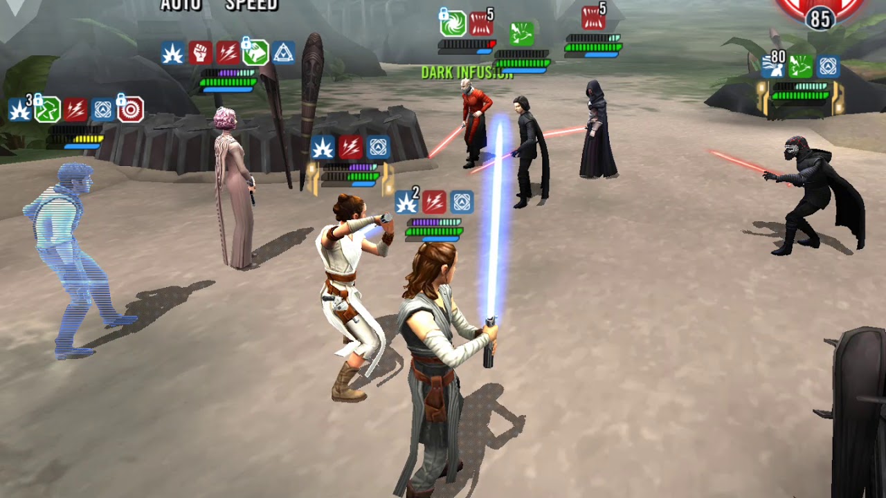 SWGOH - GL rey + holdo vs GL Kylo + hux lead trial - fail - YouTube