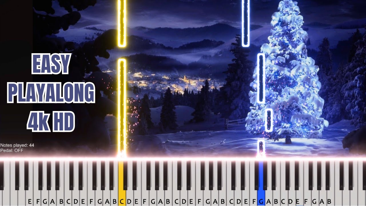 Silent Night🎄Christmas Song - Piano Playalong Easy 4K HD Tutorial ...