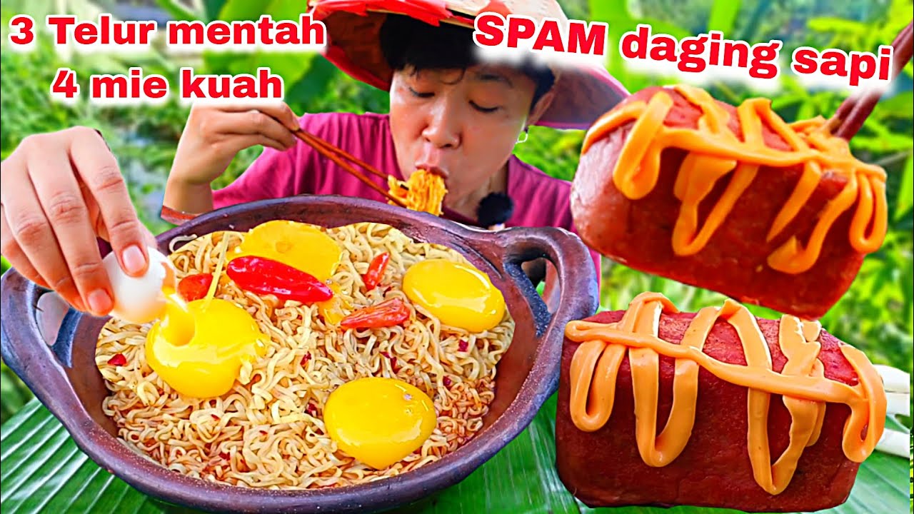 RANDOM 3 TELUR MENTAH 4 MIE PEDAS DOWER + DAGING SPAM MAYONES PEDAS ...