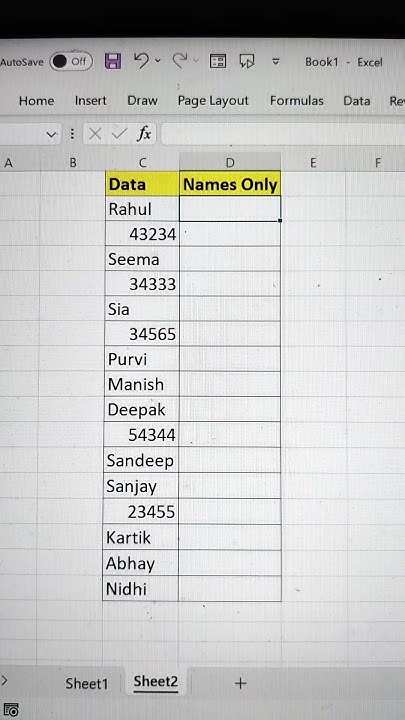 Separate Names From Data In Excel 💯 | ISNONTEXT Function In Excel 🔥 #shorts #excelshorts # ...