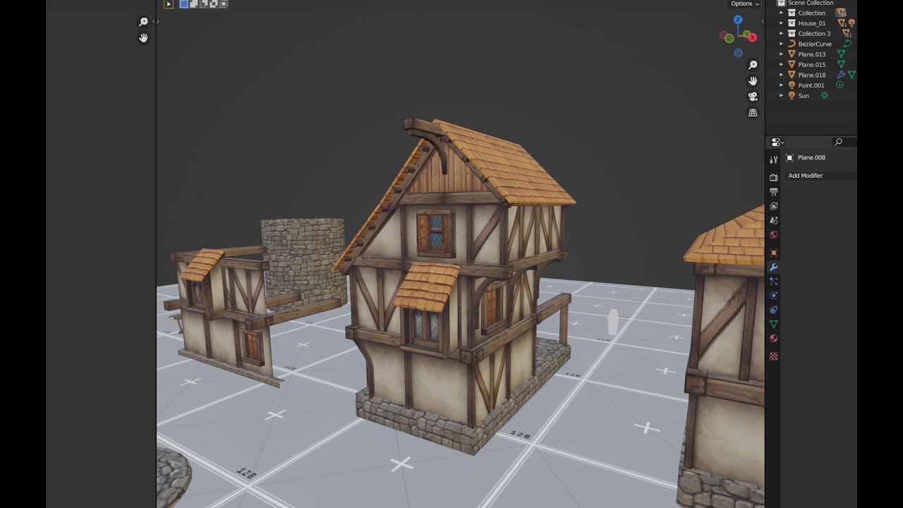 Low poly Fantasy medieval town - Blender 3D - YouTube
