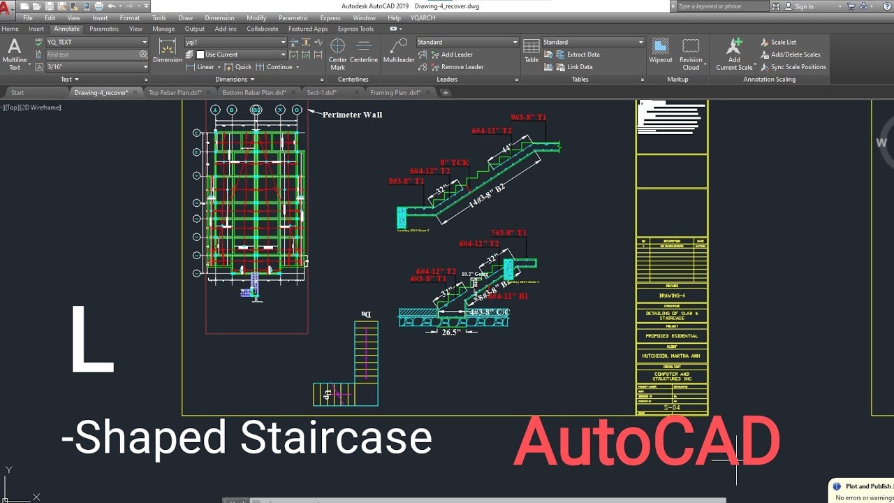 L SHAPED STAIRCASE DESIGN AND DETAILING IN AUTOCAD - YouTube