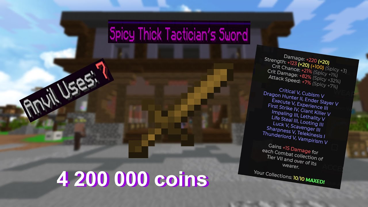 Acquiring the THICK TACTICIAN'S SWORD (hypixel skyblock) - YouTube
