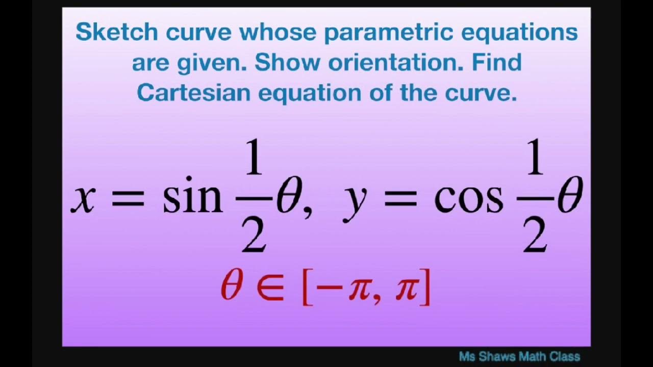 Sketch curve whose parametric equations are x = sin 1/2 t, y= cos 1/2 t ...