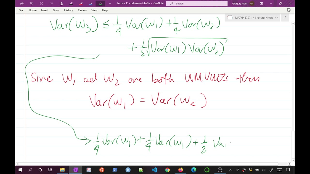 452 S21 Lecture13 - Lehmann-Scheffe - YouTube