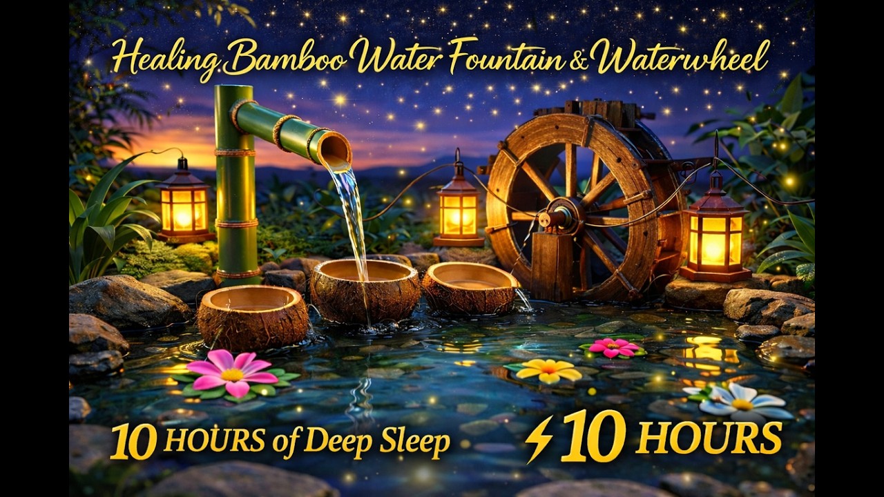 Peaceful Bamboo Fountain Under the Stars 10 Hours Calm & Stress Relief ...