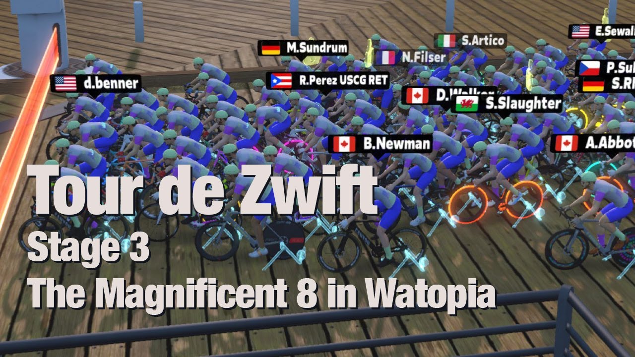 Tour de Zwift Stage 3 The Magnificent 8 Watopia - YouTube