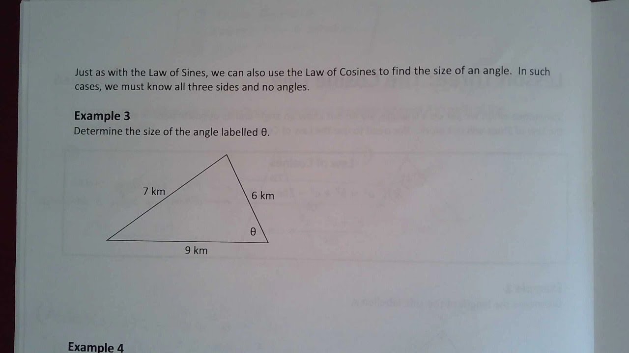 Trigonometry Lesson 3 Cosine Law (calculate angle) - YouTube