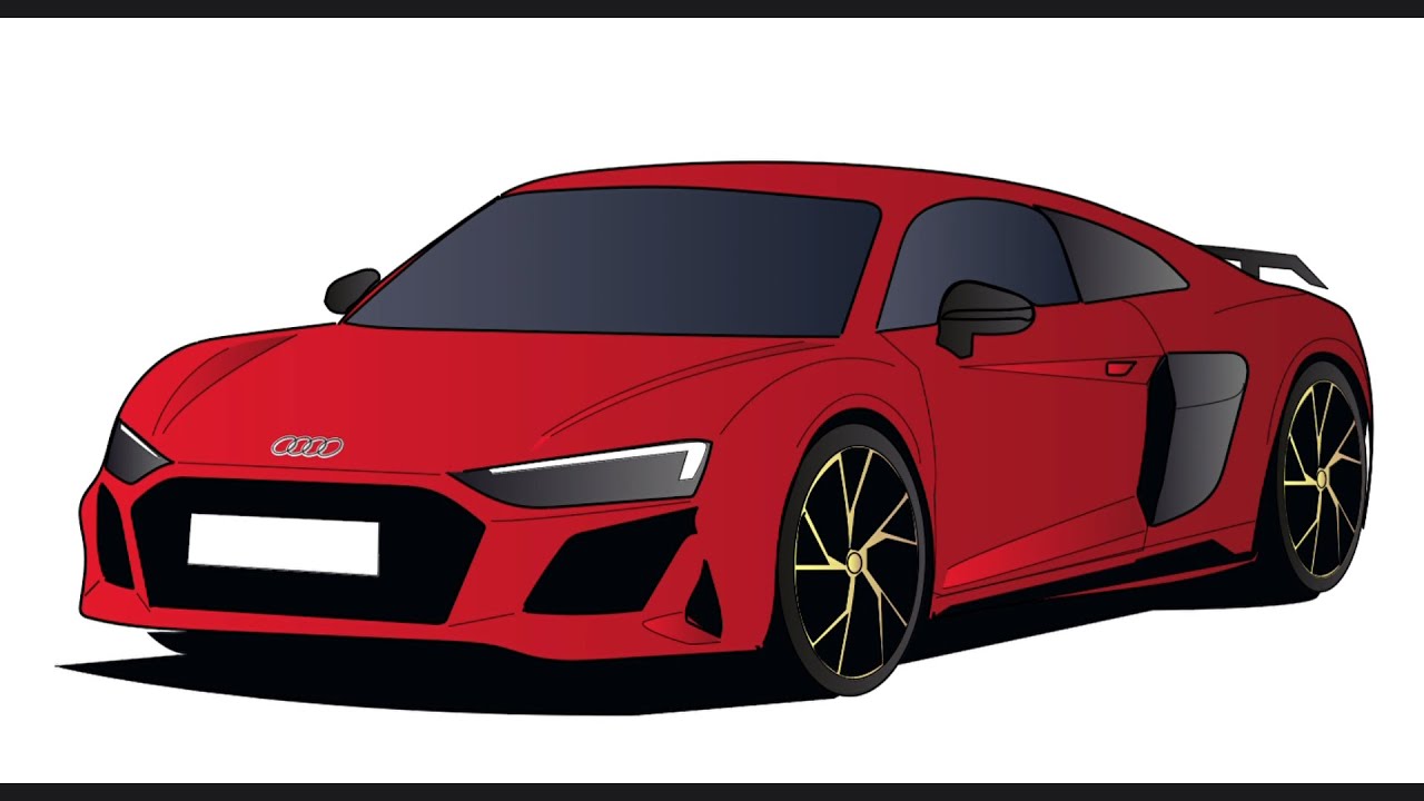 How to draw an AUDI R8 /drawing audi r8 v10 performance - YouTube