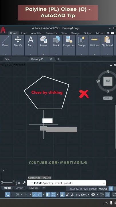 Closing Polyline (Automatically) | AutoCAD Tips #shorts #autocad - YouTube