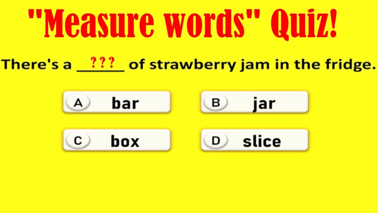 "Measure words" Quiz! English Grammar Quiz. Learn and improve grammar ...