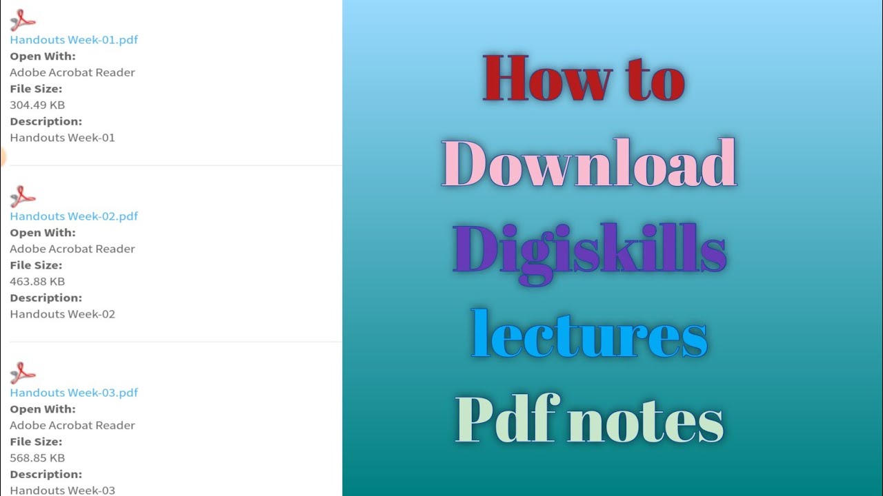 How to download digiskills lectures pdf notes || Digiskills Courses pdf ...
