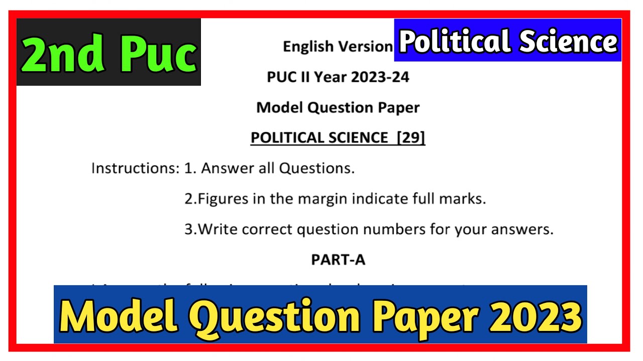 2nd PUC Political Science 2023 Model Question Paper New Pattern ...
