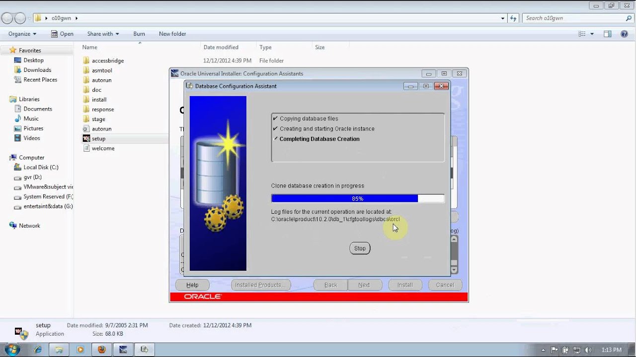 installing oracle 10g in windows 7 home basic - YouTube