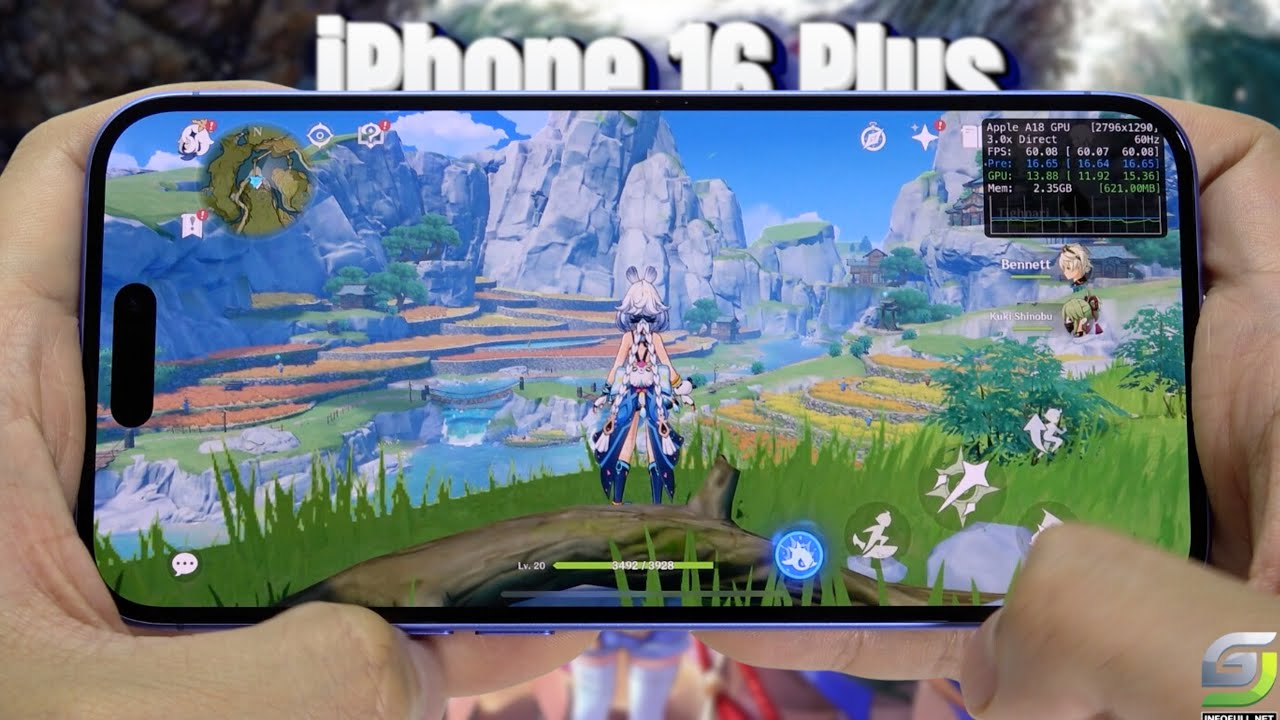 iPhone 16 Plus test game Genshin Impact Max Graphics | Highest, 120 FPS ...