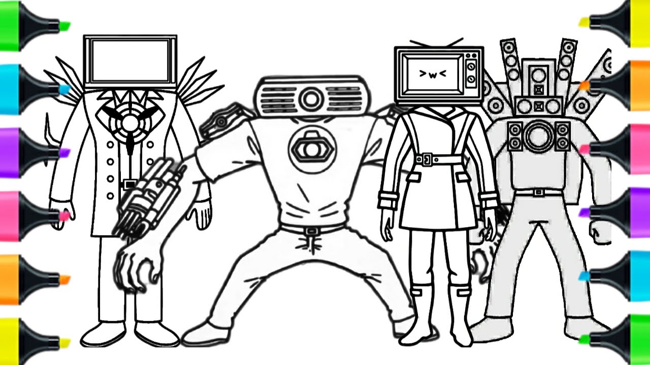 Coloring Mecha Projector Man & TV Woman vs Titan (Speakerman & TV Man ...