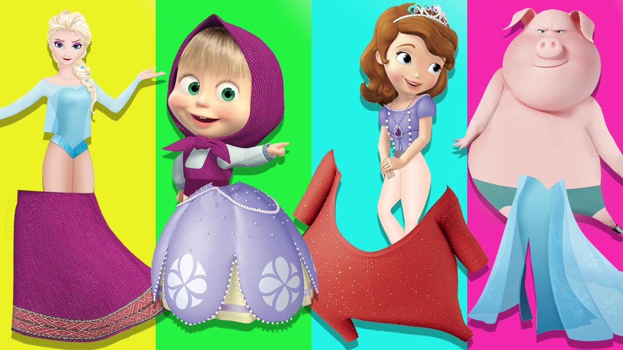 Wrong Dress Sofia Frozen Elsa Sing Gunter Masha Finger Family Learn ...