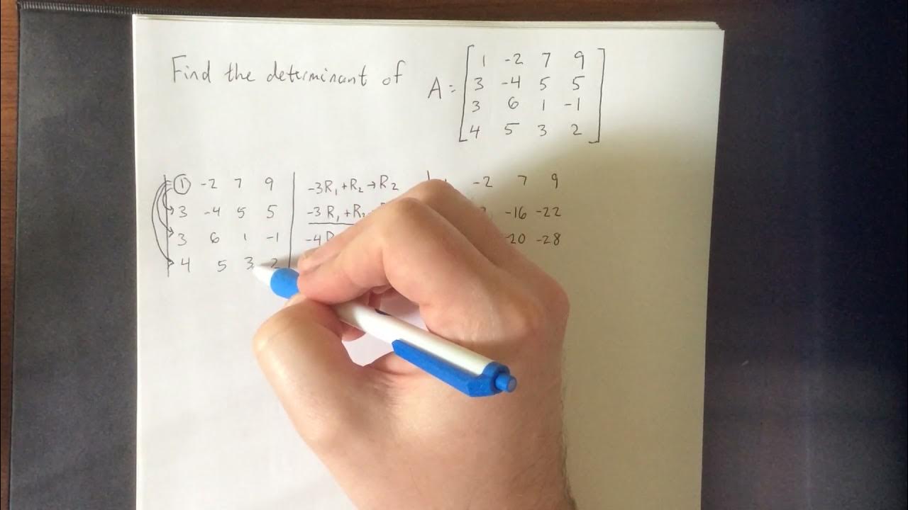 Finding a determinant using elementary row operations - YouTube