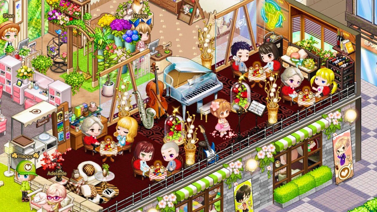My cafe no.3 - 2F Jazz concert - Line I love coffee game - YouTube