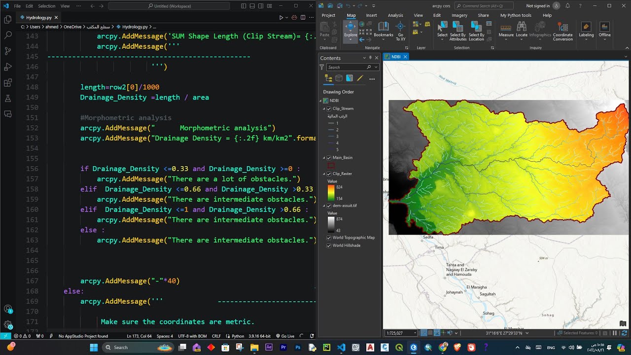 استخدام برمجة ال gis لتنفيذ 'التحليل الهيدرولوجي' بالكامل في اداه واحده ...