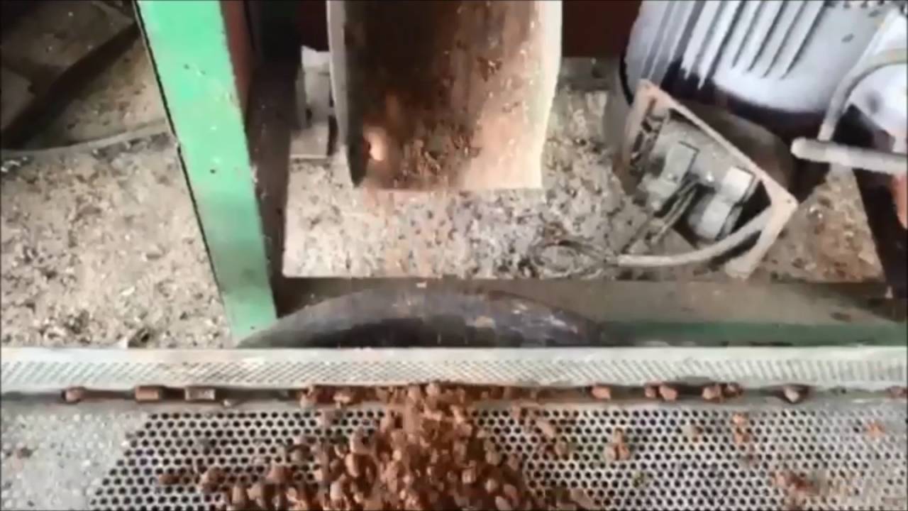 Pellet production test machine 7.5 HP - YouTube