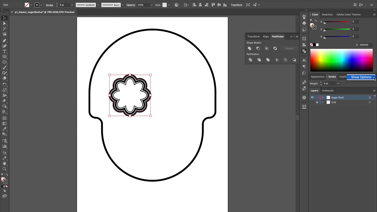 Illustrator CC | Sugar Skull | 02 Eyes Pt. 1 - YouTube