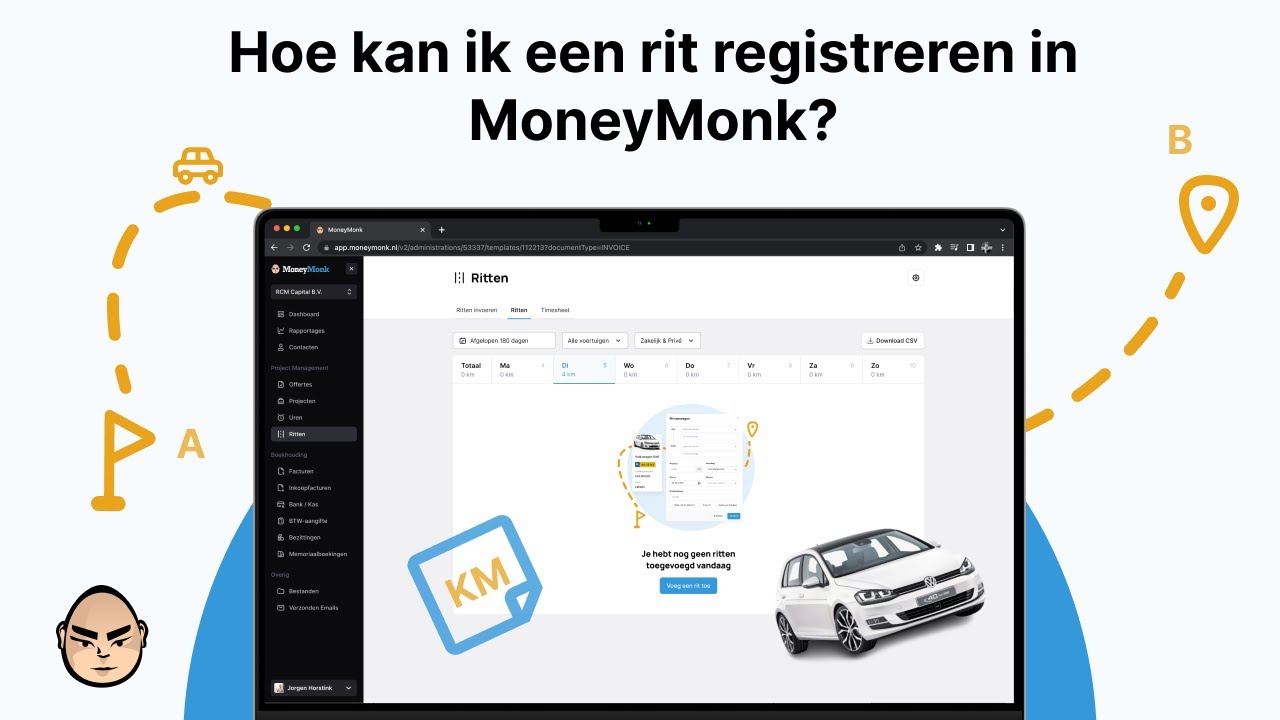 Hoe kan ik een rit registreren in MoneyMonk - YouTube