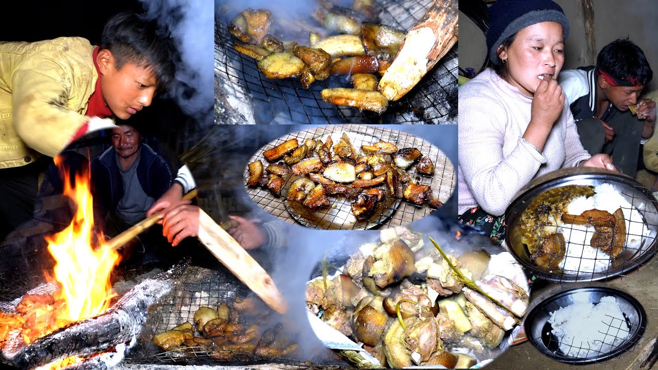 Village PORK BBQ with Rice cooking || life in rural Nepal || - YouTube