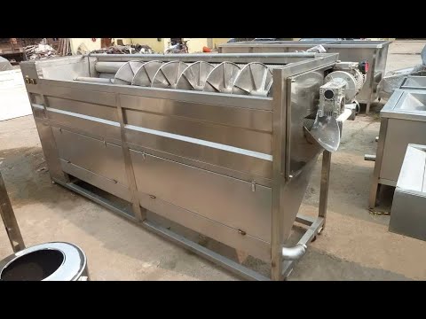 Nectarine screw roller washing ＆ peeling machine - YouTube