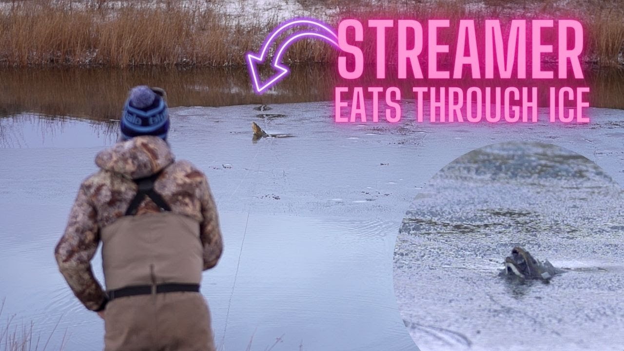 Trout Busting Through Ice! (I broke my rod) - YouTube
