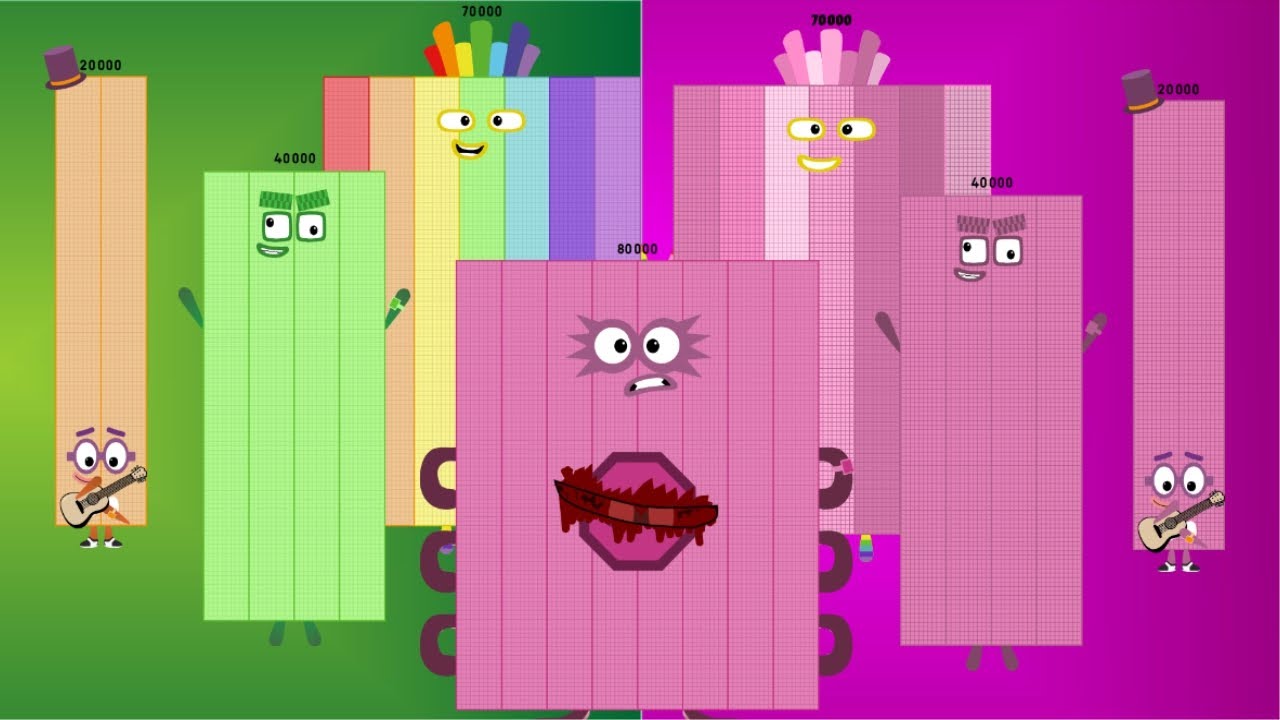 Normal vs. PinkGirl: Jolly Numberblocks Band (10K-100K) Showdown! - YouTube