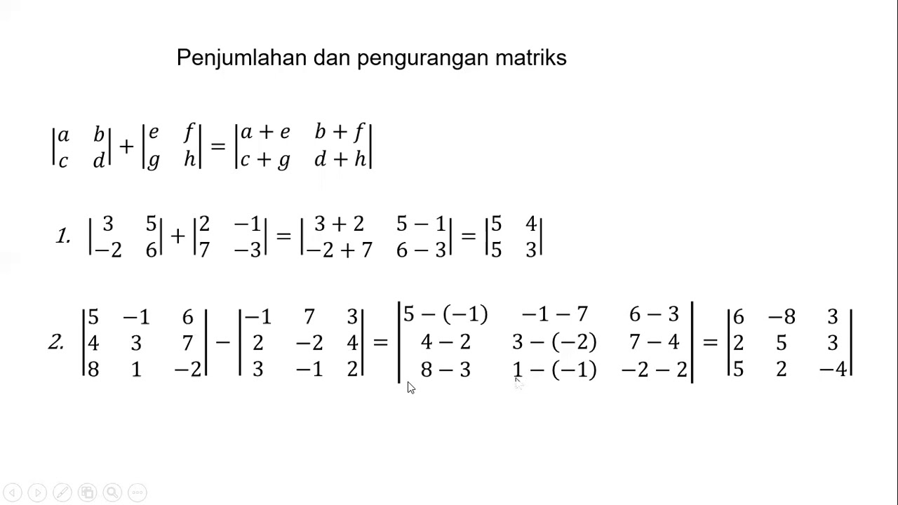 Matriks 1 ordo, kesamaan, transpose, penjumlahan, pengurangan ...