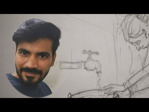 water filling women composition/illustration sketch