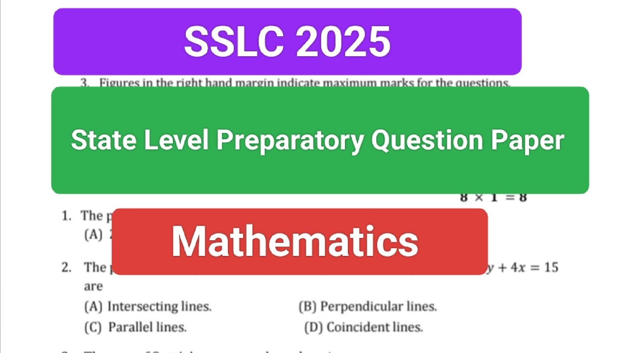 SSLC Maths State Level Preparatory Question paper with key Answers 2025 ...